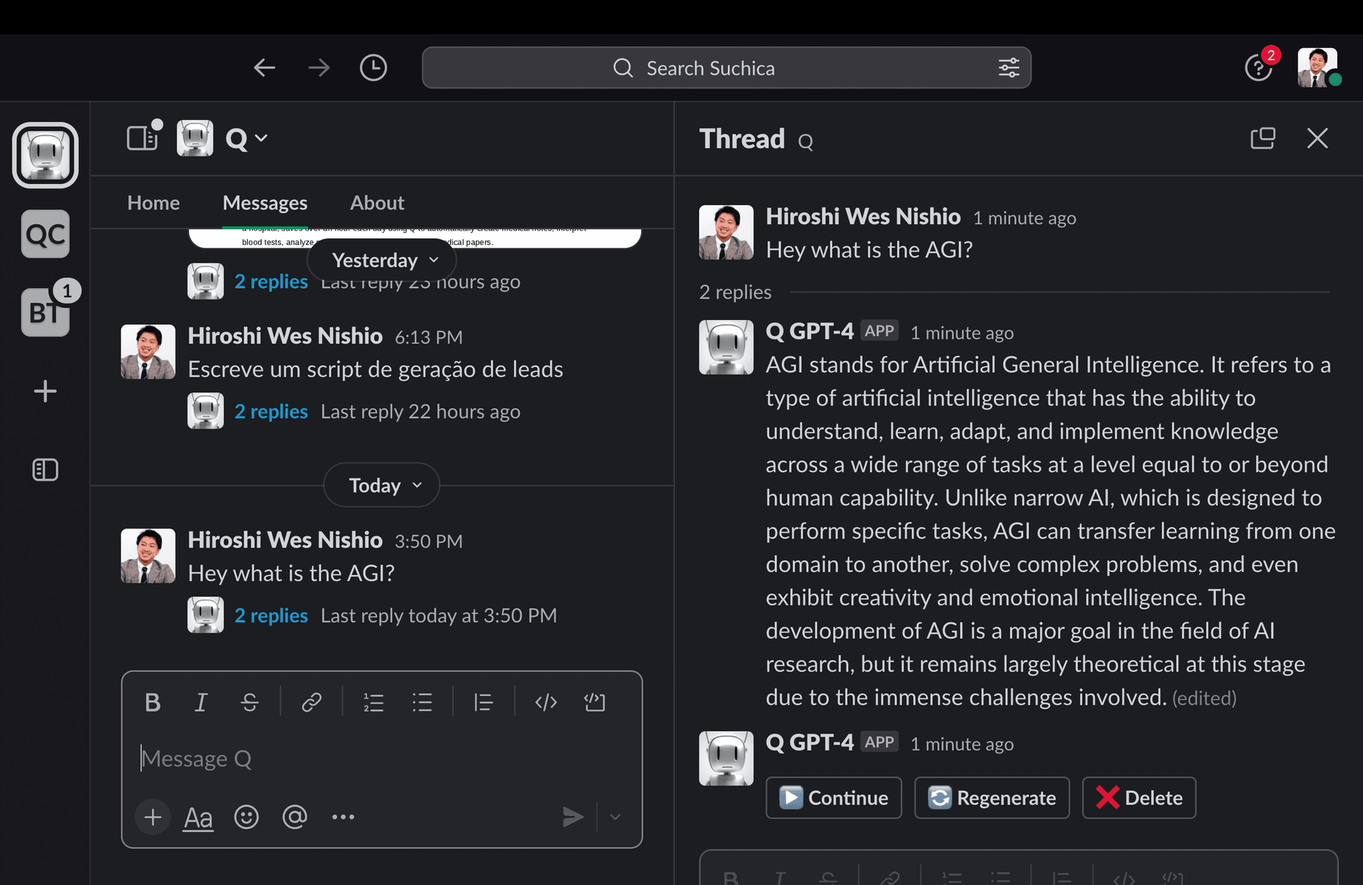 Features - Q, ChatGPT for Slack