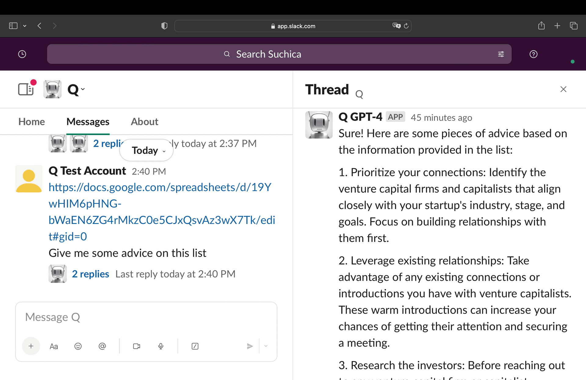 Features - Q, ChatGPT for Slack