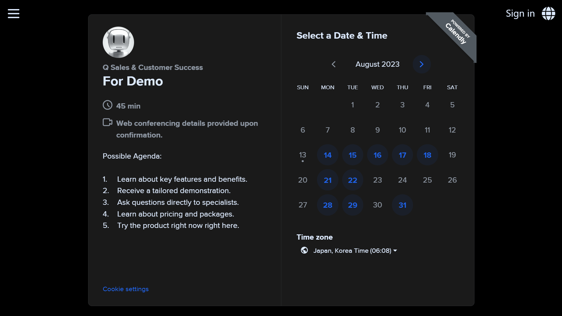 Demo Booking - Q, ChatGPT for Slack